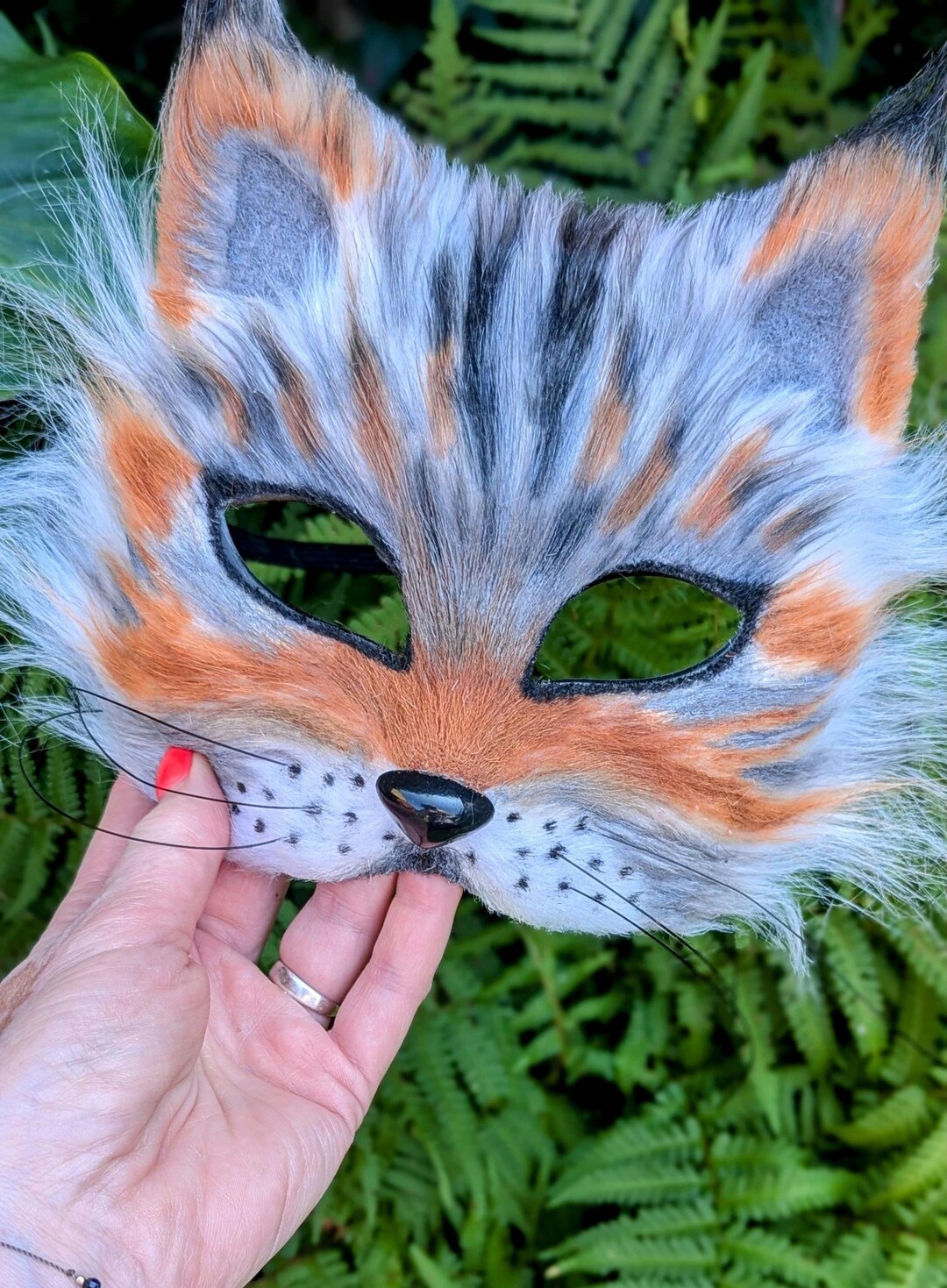 Upgraded Fur Mask Lynx Calico Cat Mask Orange Gray White Fur Therian - Etsy