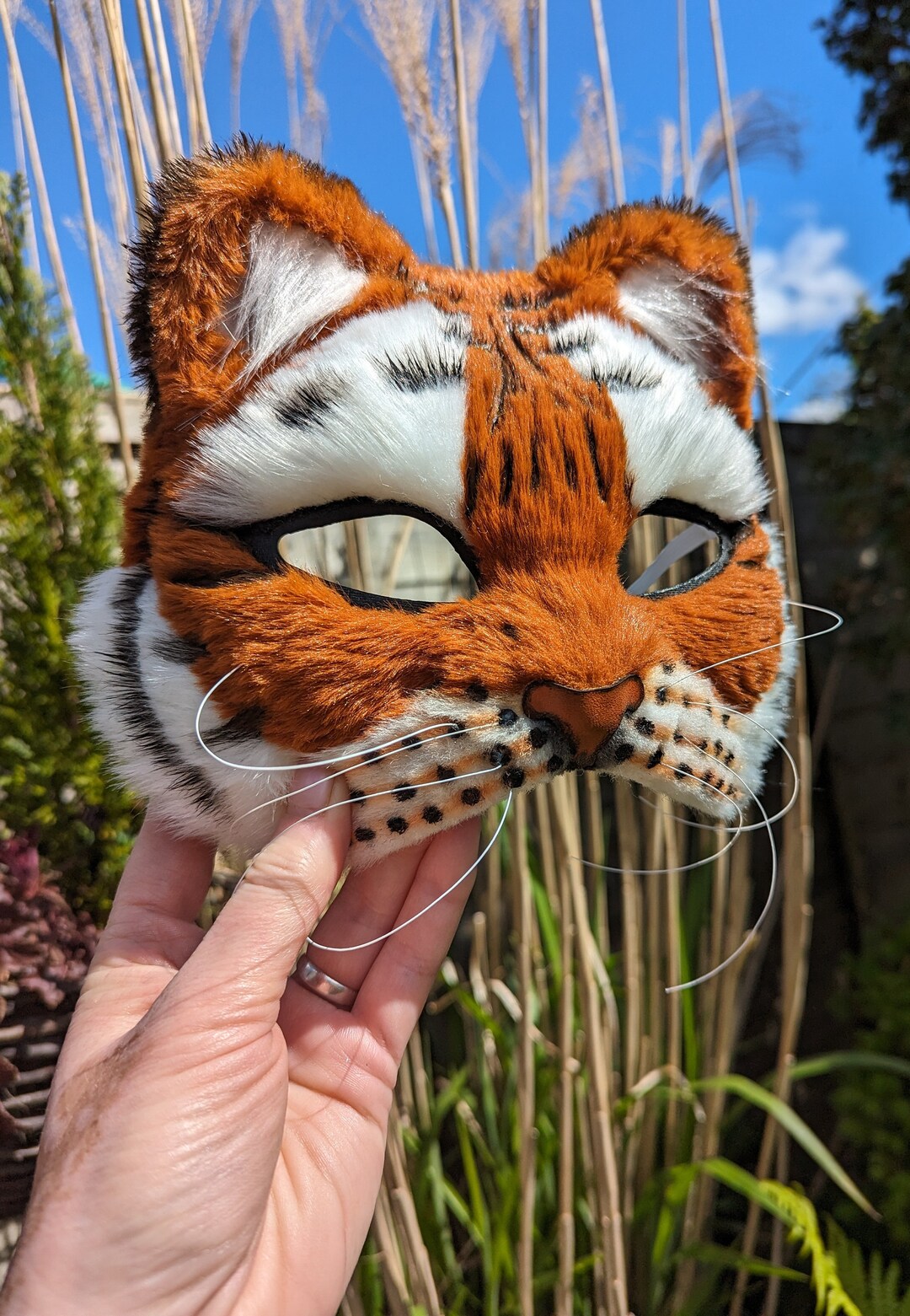 Commission Handmade Unique Tiger Big Cat Fur Mask Orange White Black ...