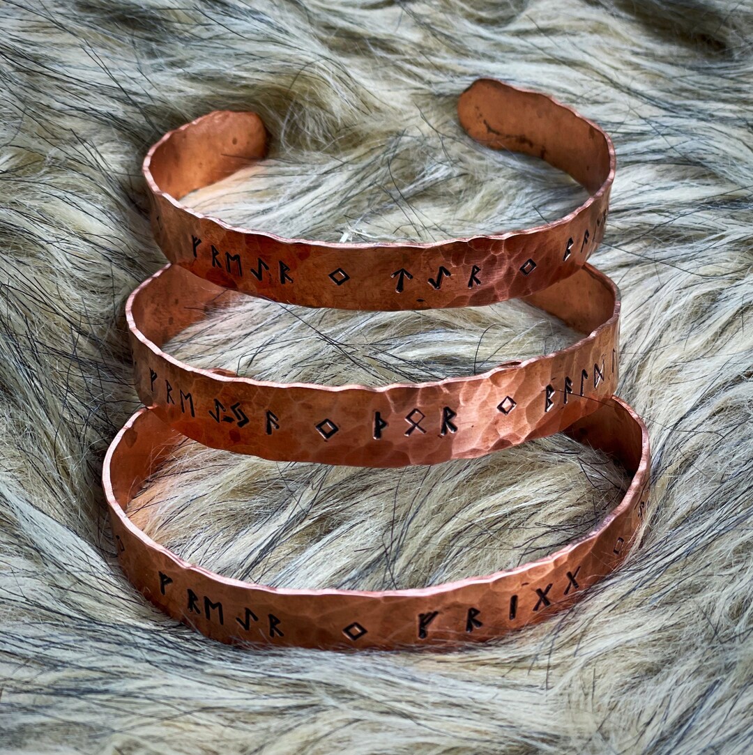 Viking Hammered Norse Rune Copper Bracelet - Custom - Etsy
