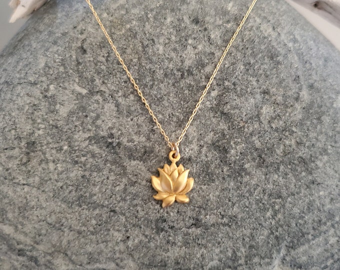 Gold Lotus Necklace, Lotus Flower, Gold Necklace, Flower Necklace ...