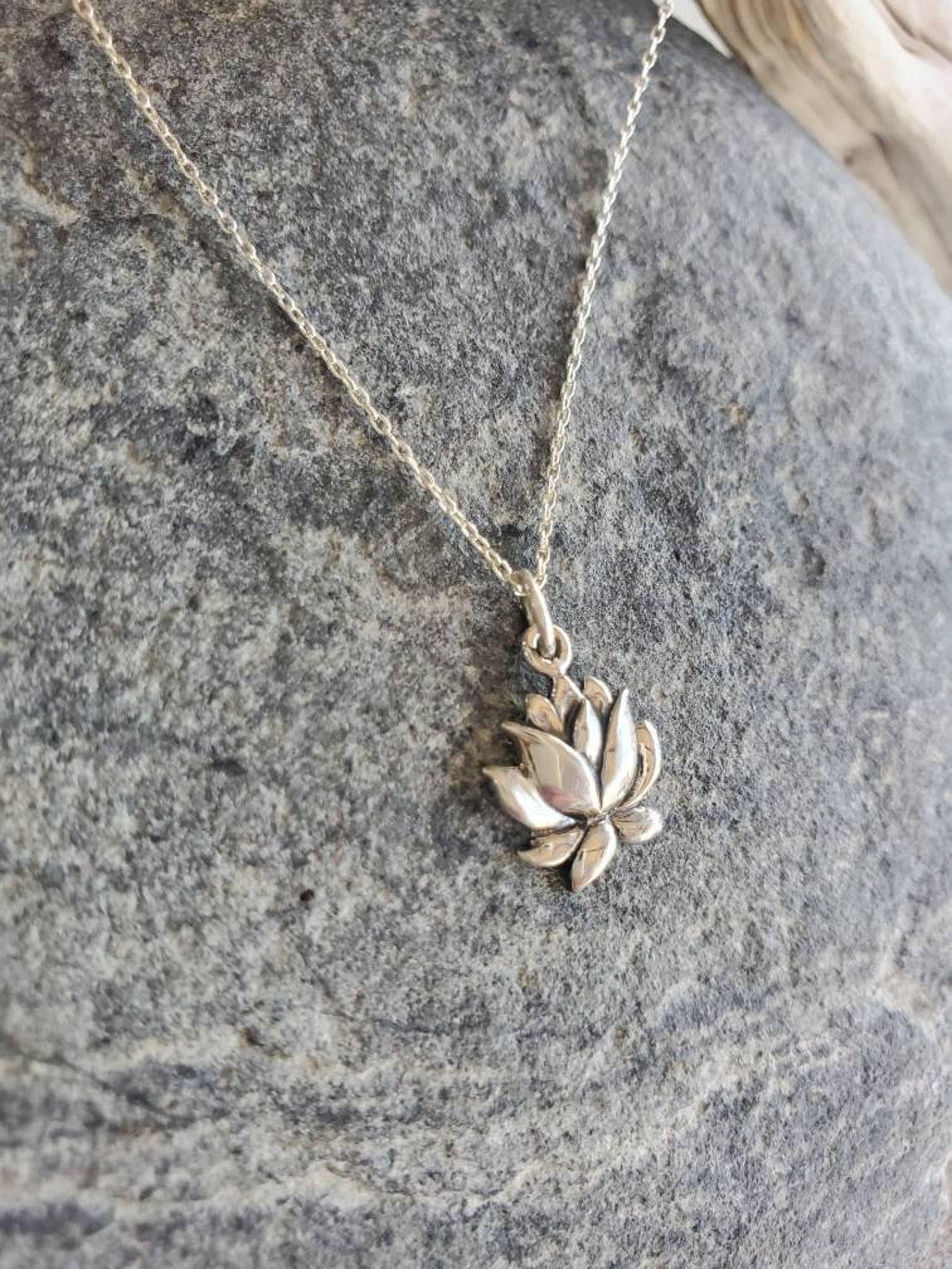 Sterling Silver Lotus Necklace Lotus Flower Silver Necklace | Etsy