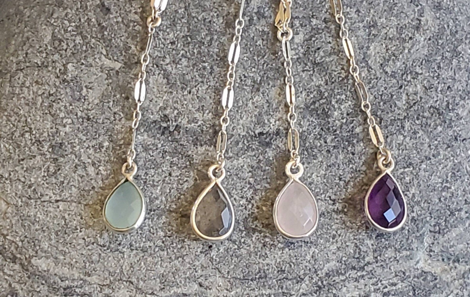 Sparkly Y Necklace With Gemstone Sterling Silver 14k Gold | Etsy