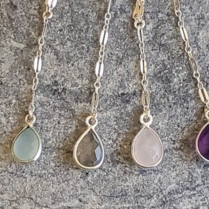 Sparkly Y Necklace With Gemstone, Sterling Silver, 14k Gold Fill, Bezel ...