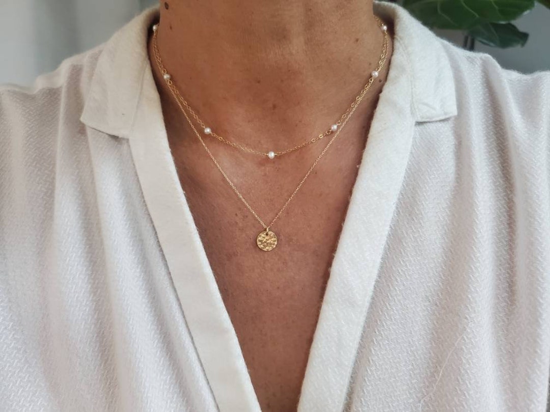 Double Necklace Set, Set of 2, Pearl, Gold, Silver, Two Necklaces ...