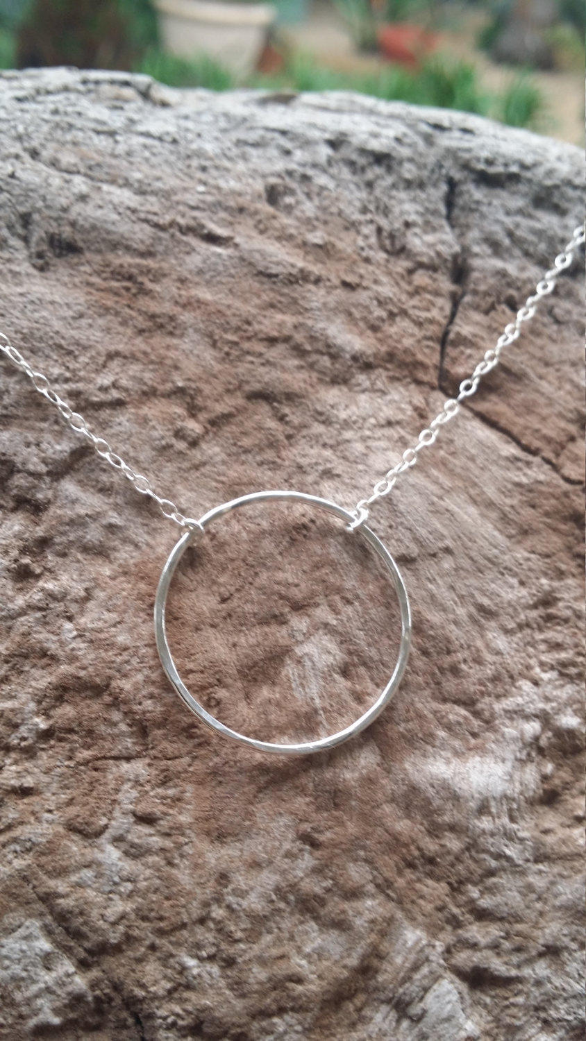 Large Circle Necklace Sterling Silver Circle Necklace - Etsy