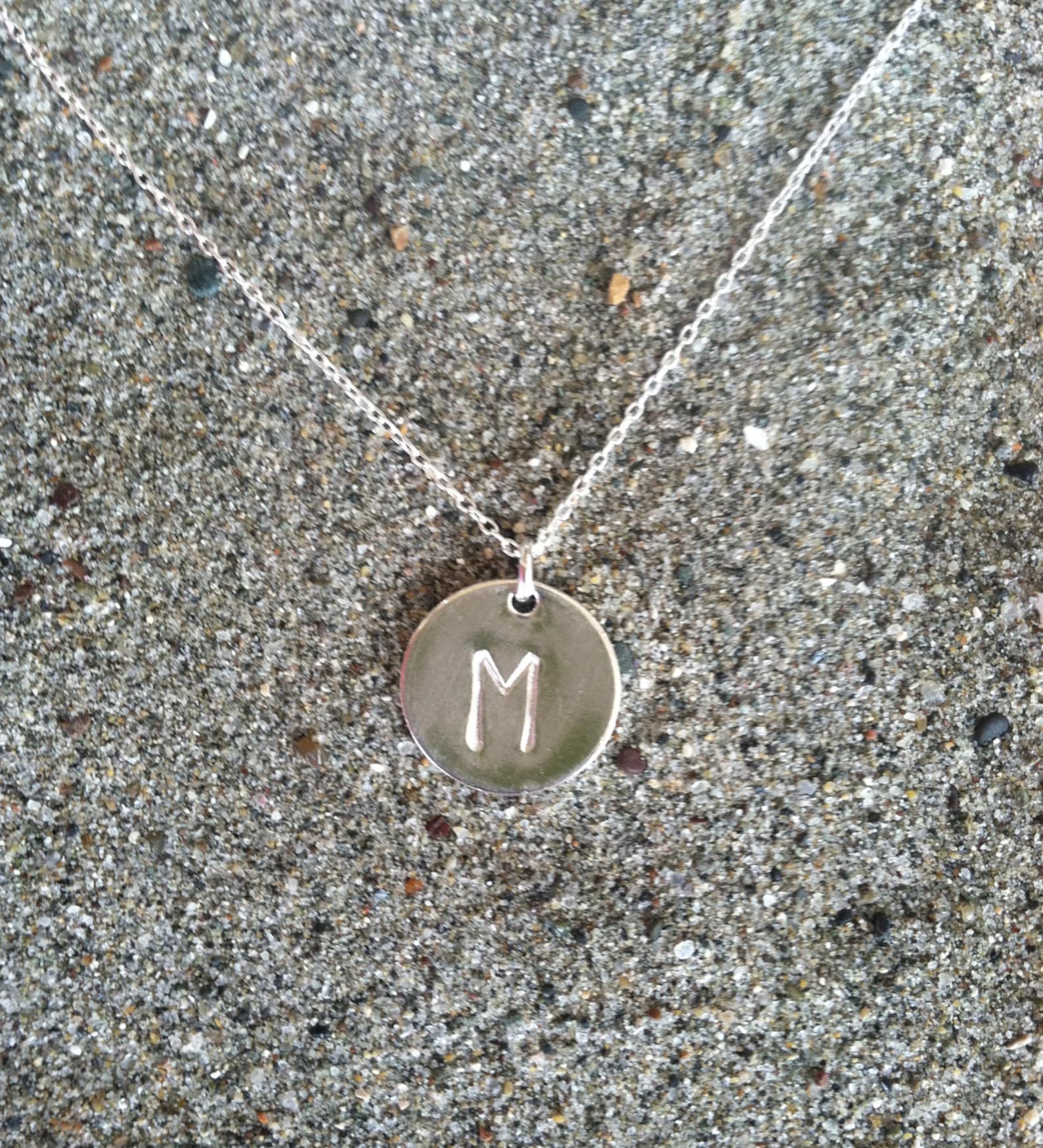 Monogram Necklace Initial Necklace Sterling Silver Round - Etsy