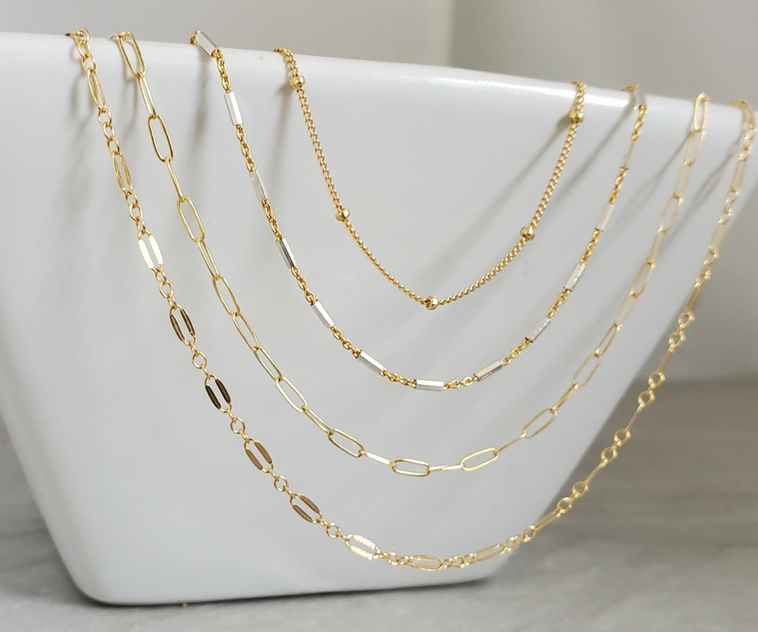 Dainty Gold Chain, 14K Gold Filled, Simple, Chain Only, Delicate ...