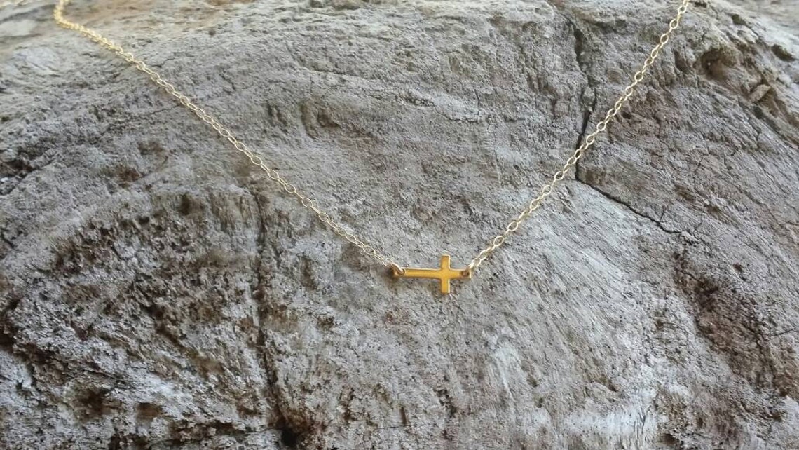 Tiny Gold Cross Necklace Cross Pendant Gold Vermeil Cross | Etsy