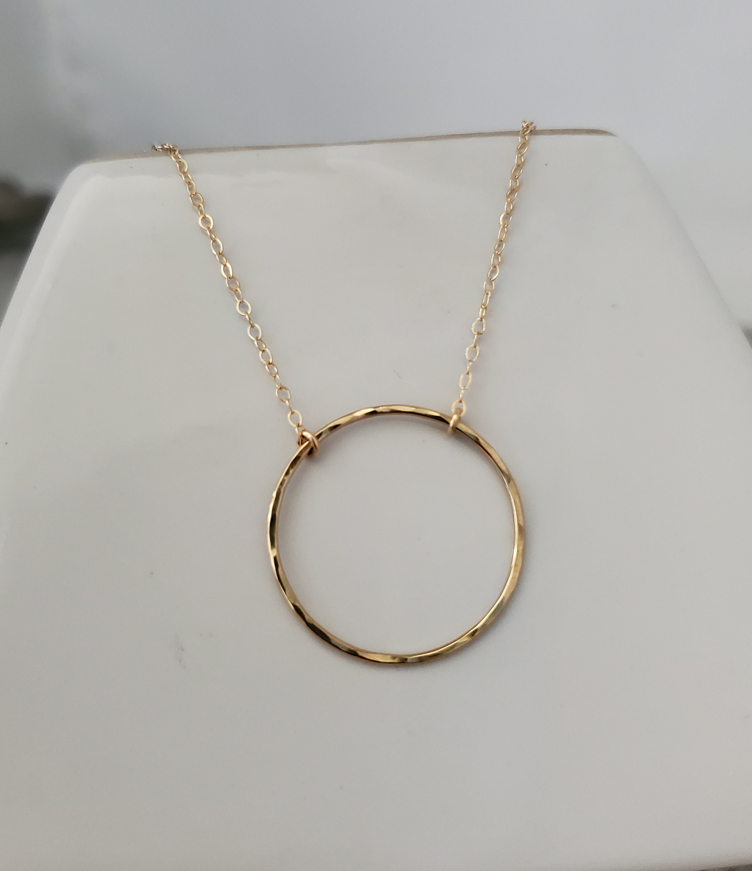 Large Circle Necklace Sterling Silver Circle Necklace - Etsy