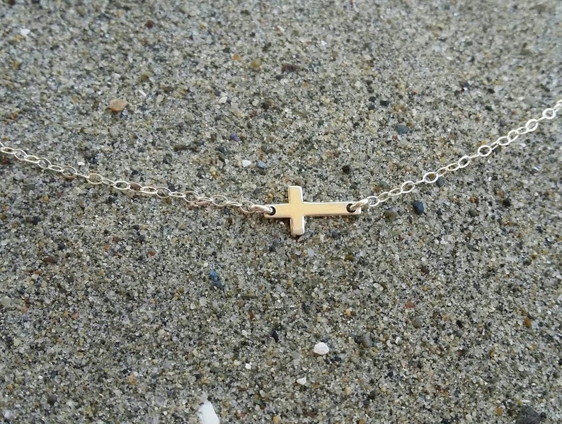 Tiny Sterling Cross Necklace Cross Pendant Silver Cross | Etsy