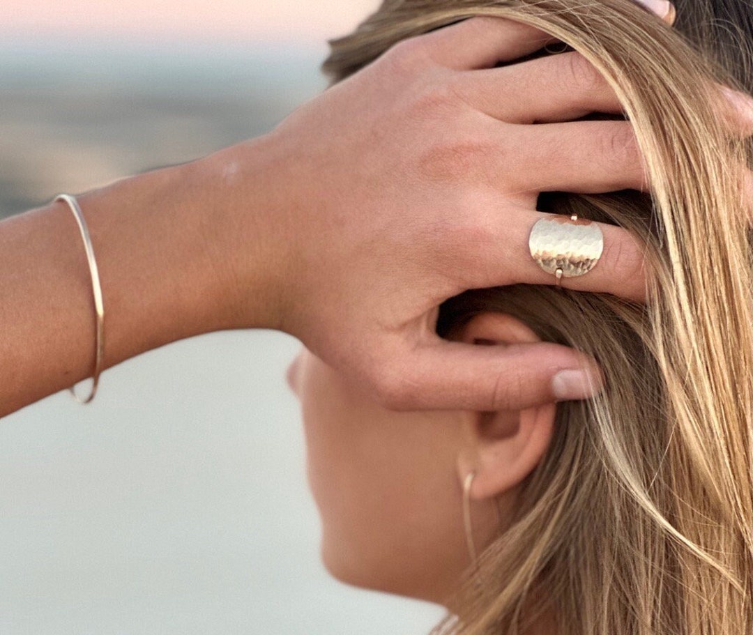 Sterling Silver Circle Ring, Hammered Circle Ring, Sterling Silver ...