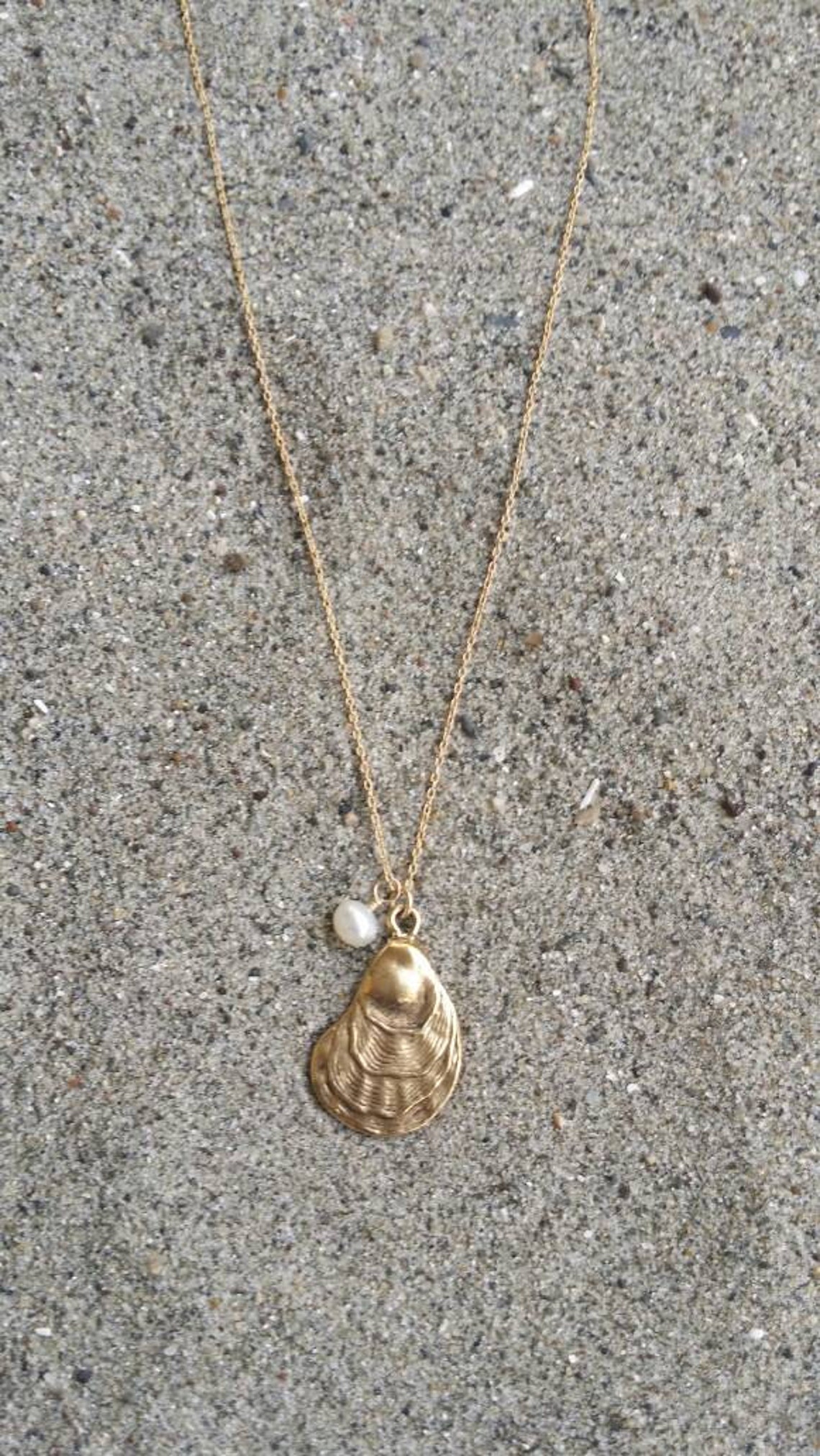 Gold Oyster Necklace Oyster Shell Gold Necklace Ocean - Etsy