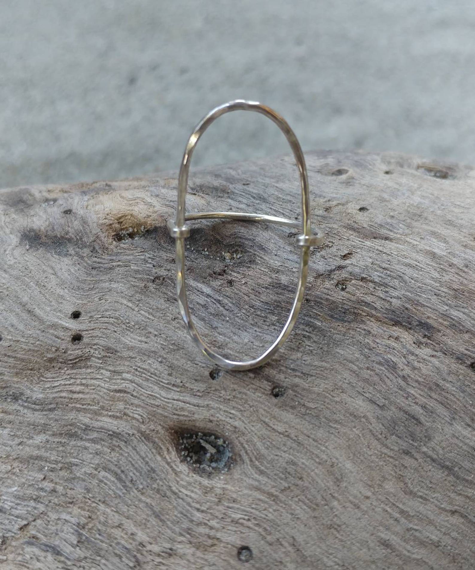 Large Oval Ring Hammered Simple Ring Sterling Silver - Etsy