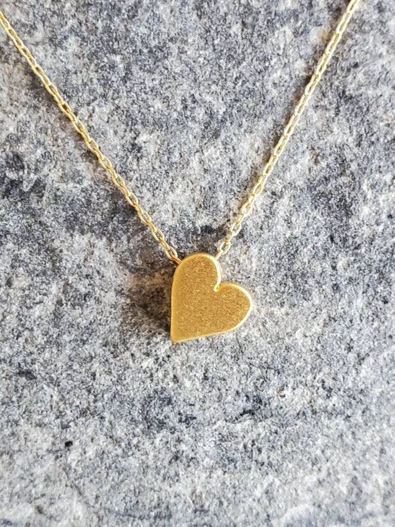 Tiny Gold Heart Necklace Heart Necklace Gold Vermeil Gold | Etsy
