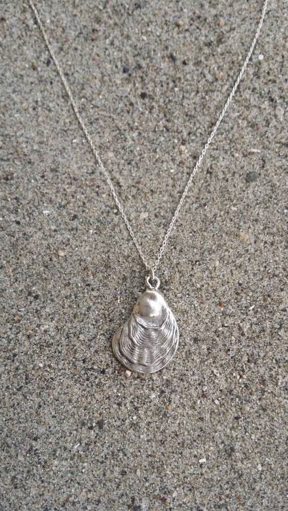 Silver Shell Necklace Oyster Sea Shell Silver Necklace - Etsy