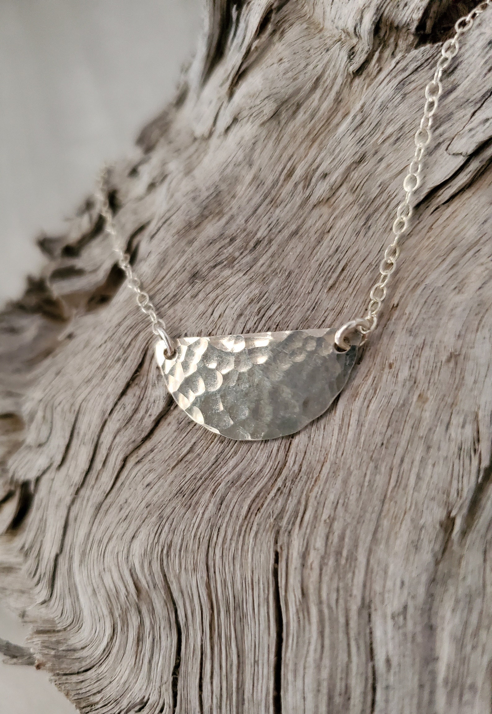 Small Gold Half Circle Necklace Hammered Half Circle | Etsy