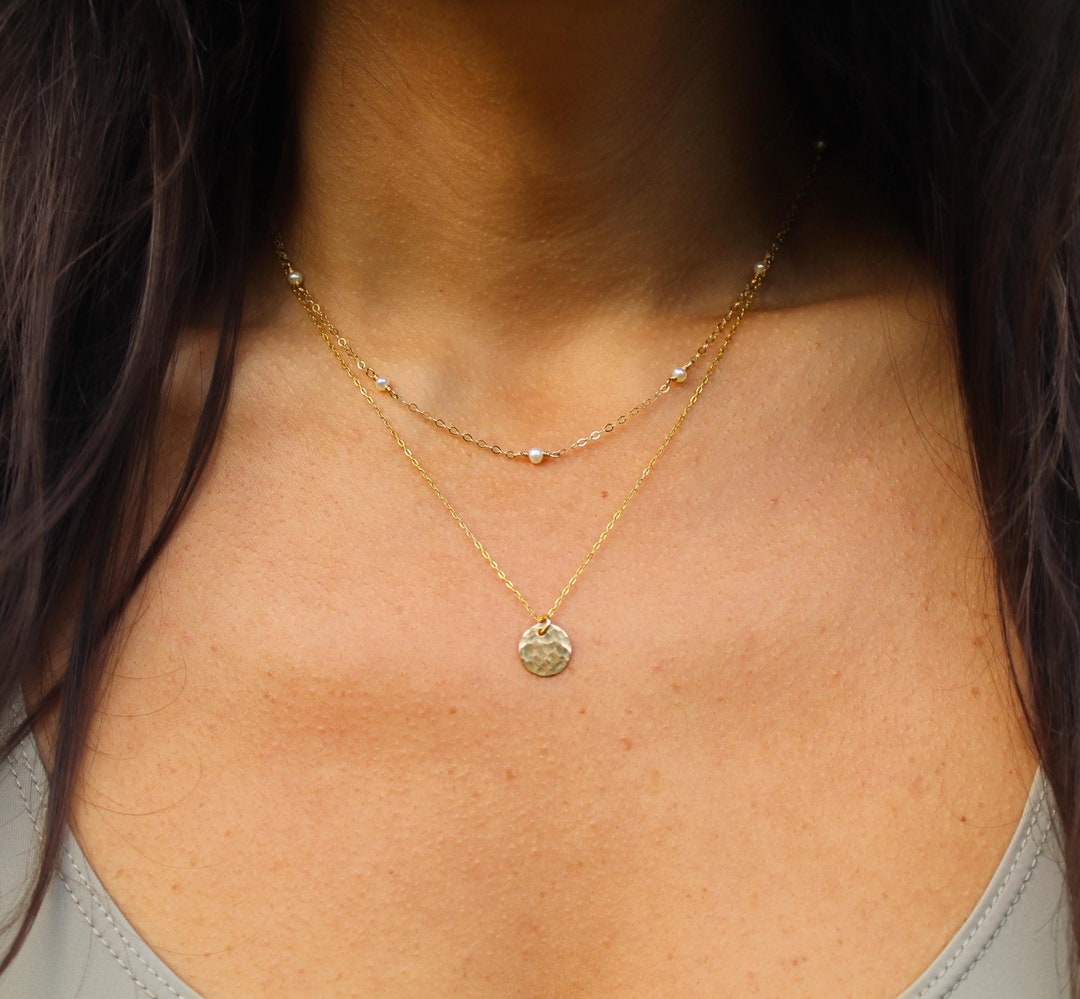 Double Necklace Set, Set of 2, Pearl, Gold, Silver, Two Necklaces ...