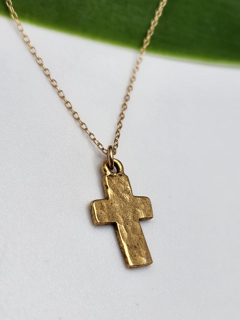 Gold Cross Necklace, Antiqued Rustic Cross, Gold Cross, Pendant, Chunky ...