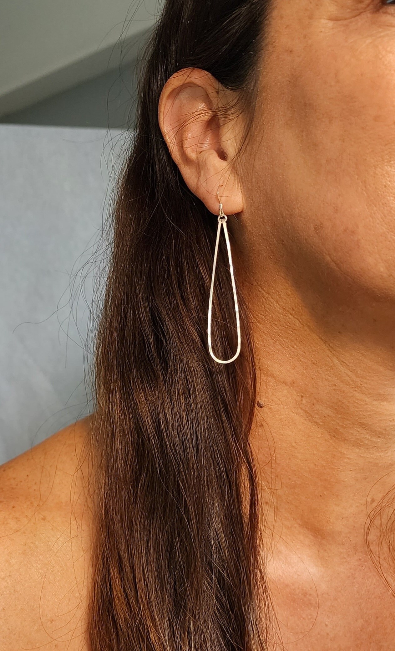 Long Hammered Earrings, Gold, Or, Silver, Simple, Dangle Earrings, Long ...