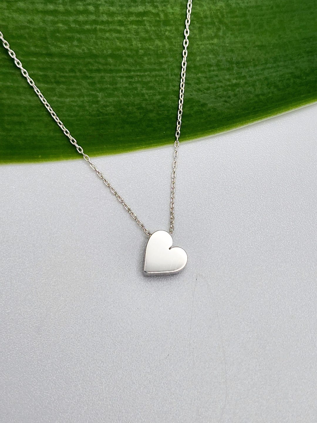Tiny Sterling Silver Heart Necklace, Sideways Heart Necklace, Silver ...