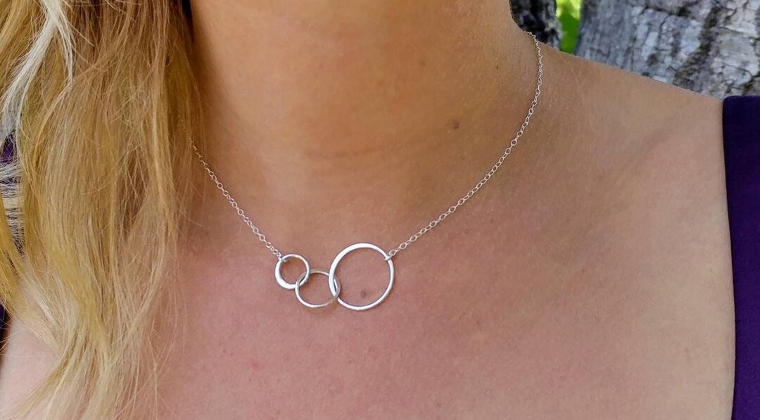 Infinity Circles Necklace, Three Circles, Gold, Sterling Silver ...