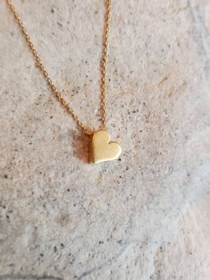 Tiny Gold Heart Necklace Heart Necklace Gold Vermeil Gold | Etsy