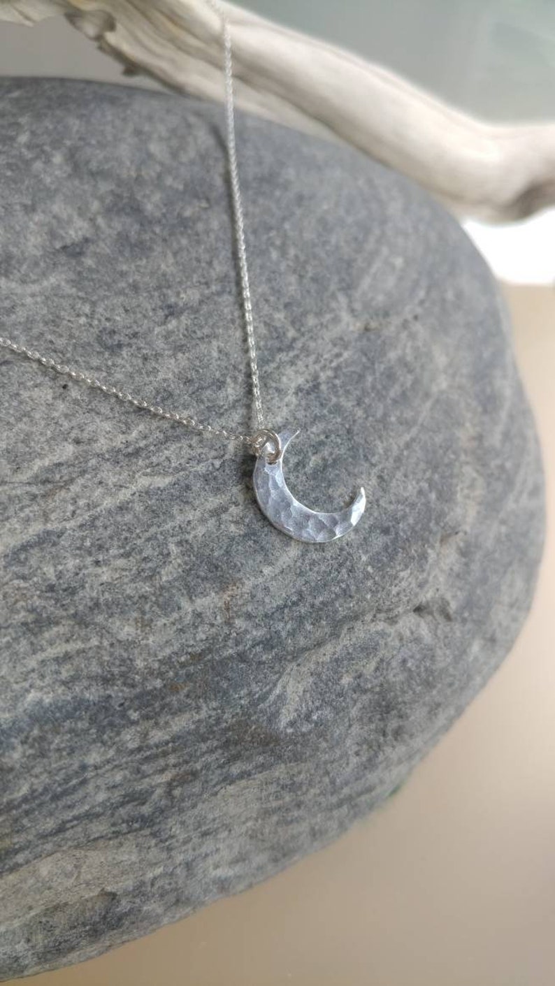 Small Sterling Silver Moon Necklace Crescent Moon Silver - Etsy