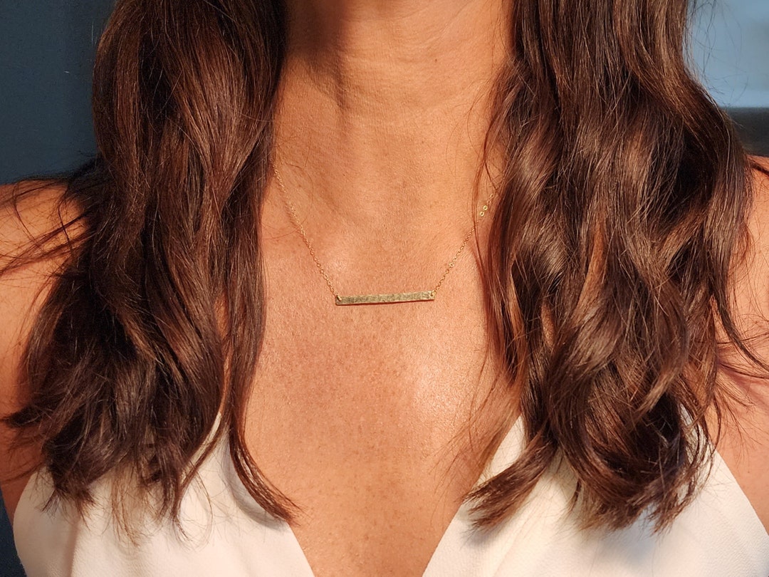 Medium Hammered Bar, Horizontal, Gold Bar, 1.5 Inch, Gold Filled, Bar ...