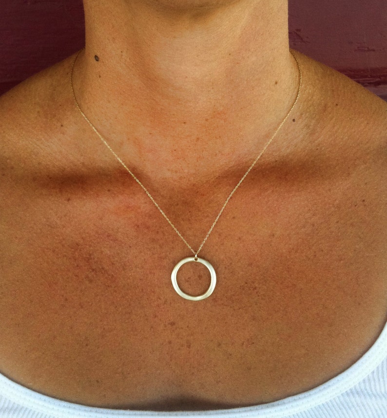 Gold Necklace Circle Pendant Matte Gold Plated Circle - Etsy