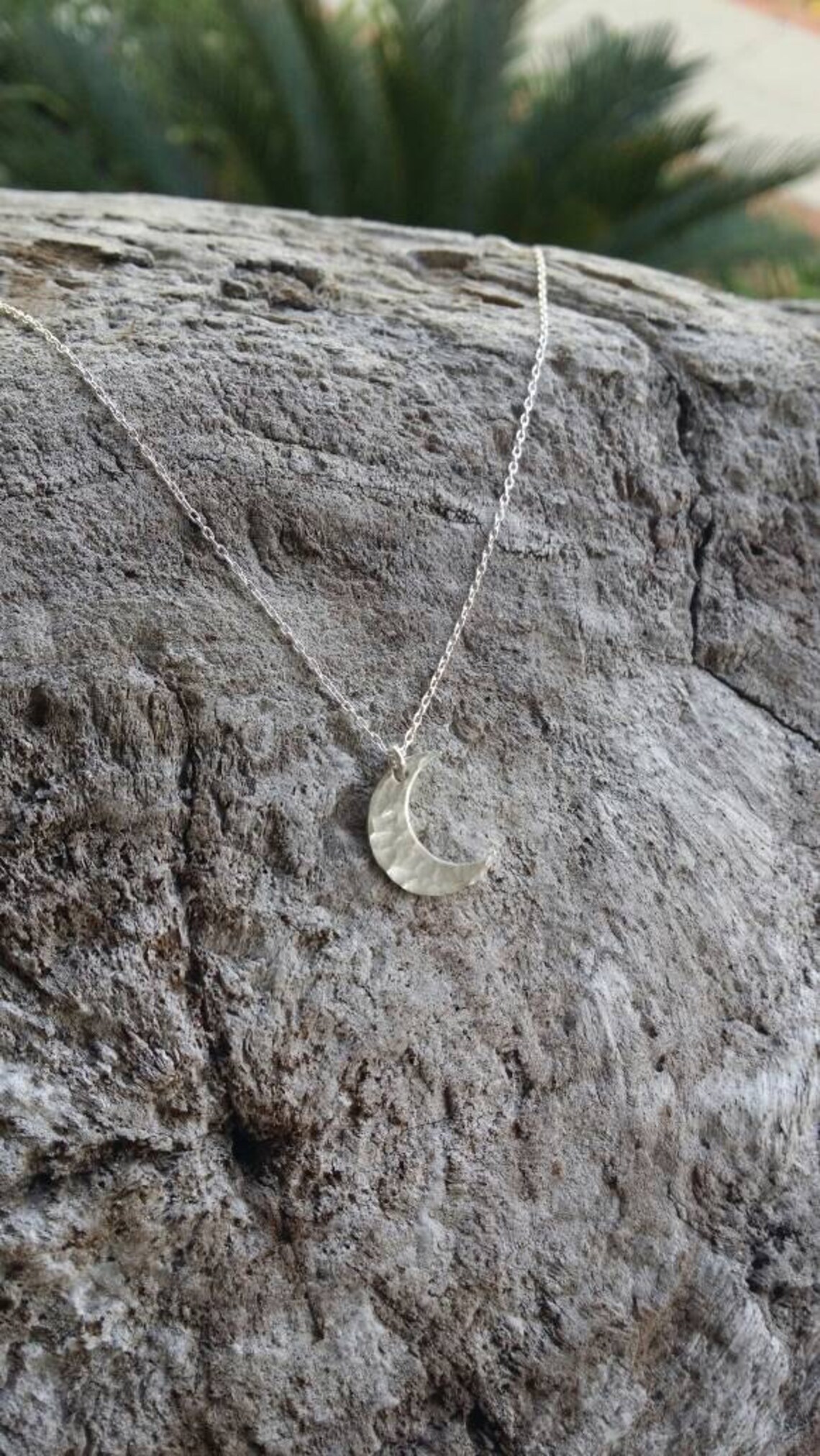 Small Sterling Silver Moon Necklace Crescent Moon Silver - Etsy