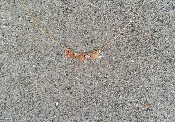Gold Triple Heart Necklace Tiny Heart Pendant Monogram | Etsy