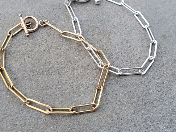 Large Link Chain Bracelet Sterling Silver 14k Gold Filled - Etsy