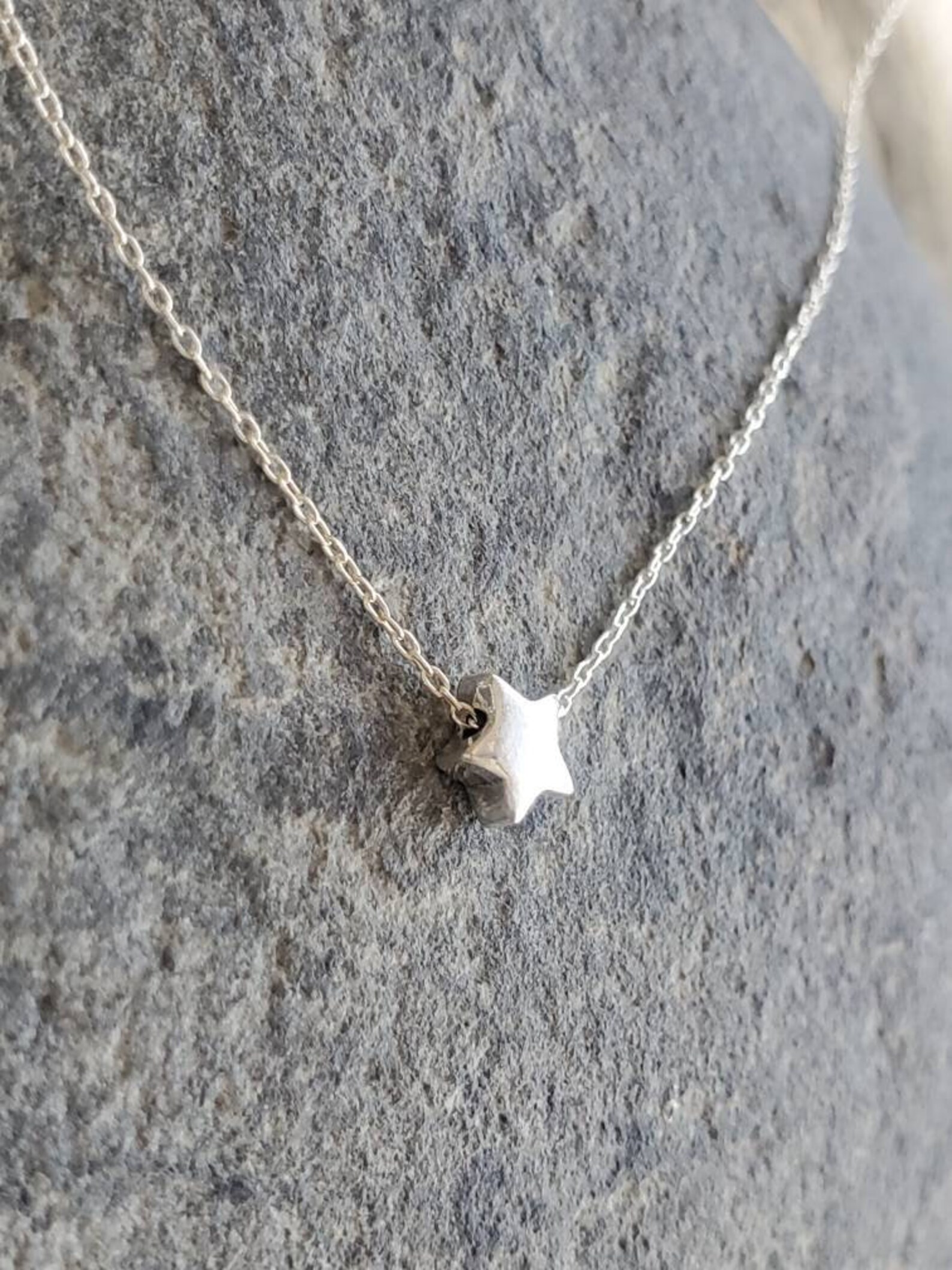 Tiny Sterling Silver Star Necklace Star Bead Tiny Star - Etsy