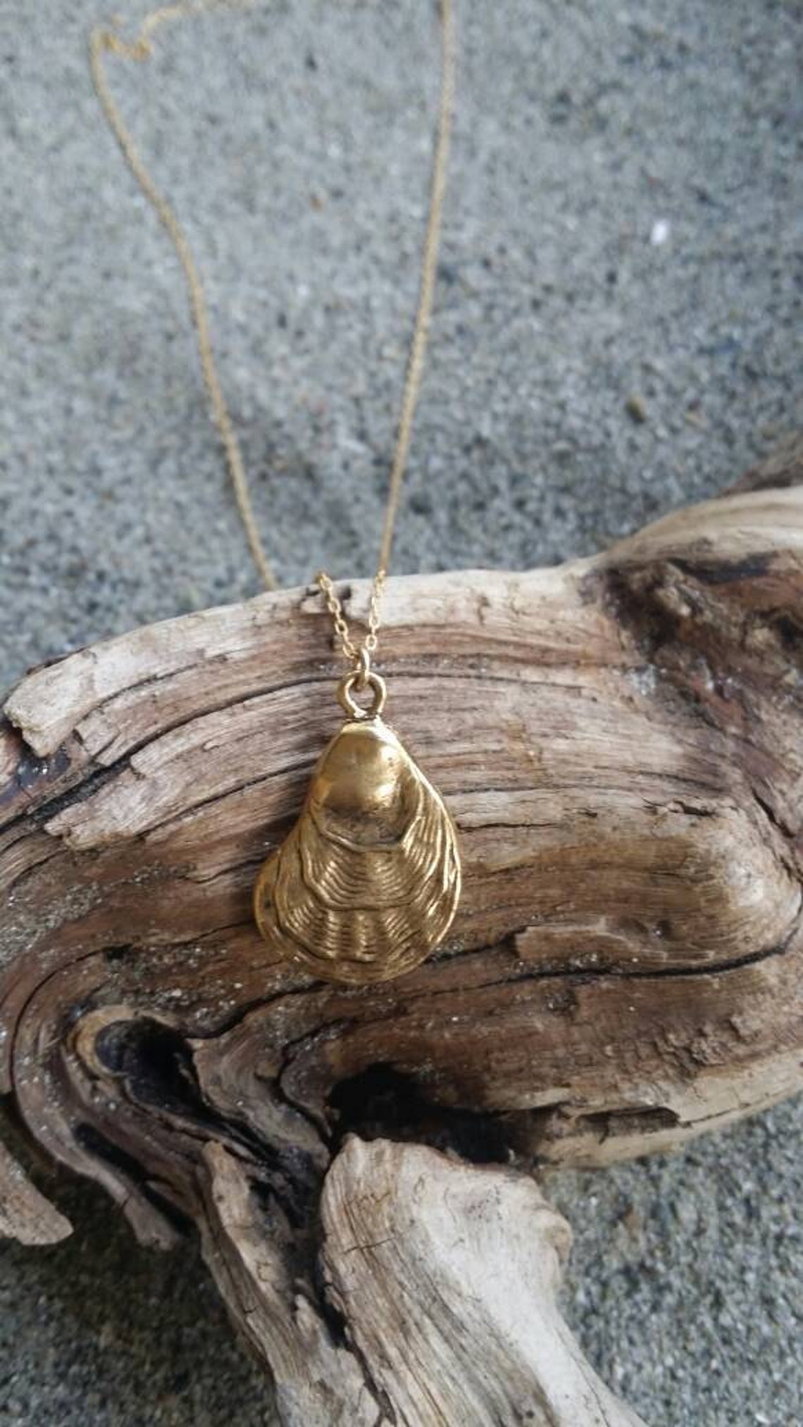 Gold Oyster Necklace Oyster Shell Gold Necklace Ocean - Etsy
