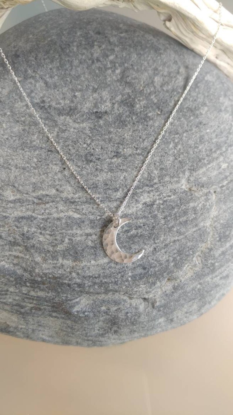Small Sterling Silver Moon Necklace, Crescent Moon, Silver Necklace ...