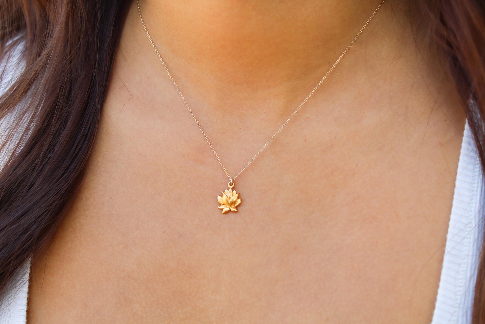 Gold Lotus Necklace, Lotus Flower, Gold Necklace, Flower Necklace ...