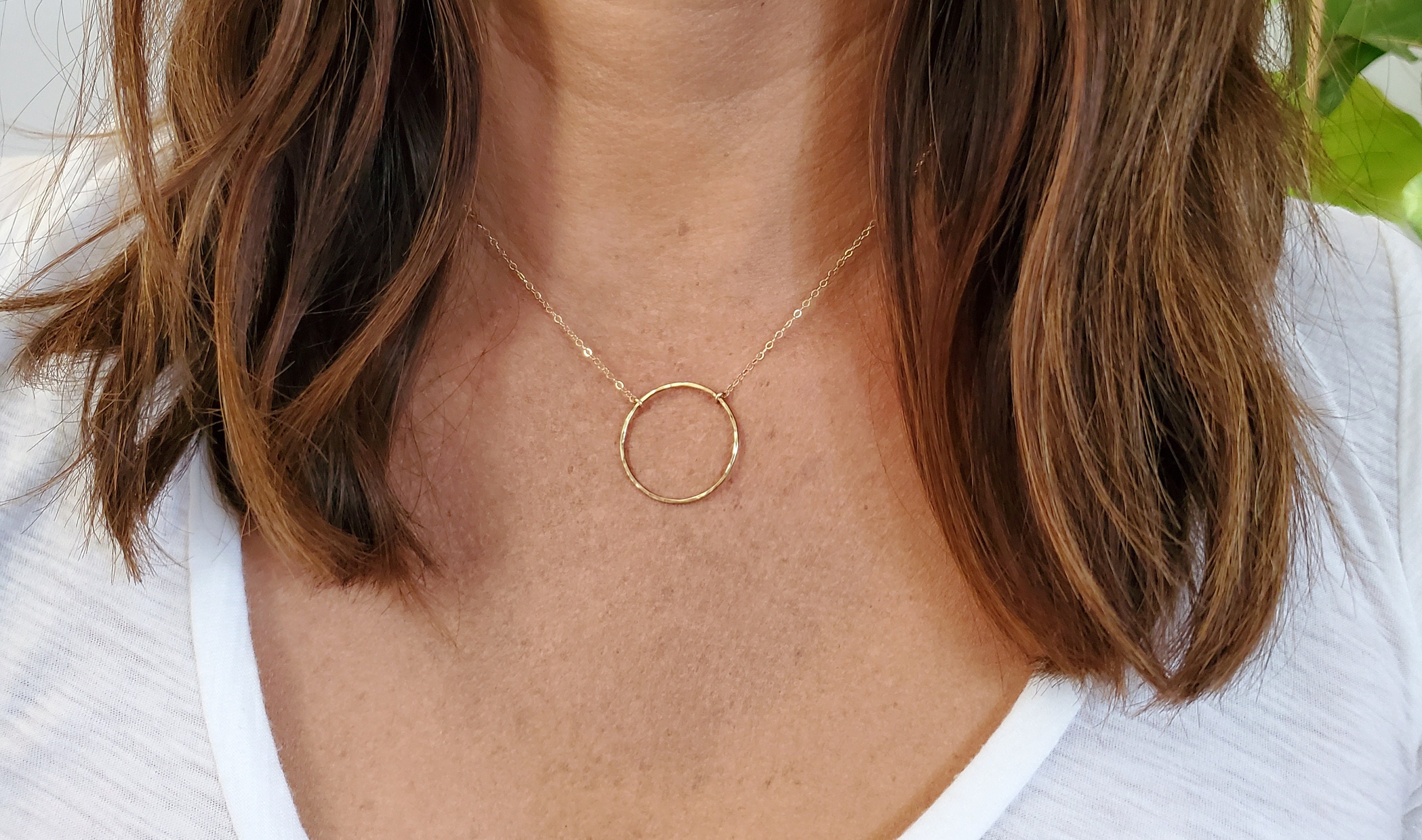Large Circle Necklace Sterling Silver Circle Necklace - Etsy