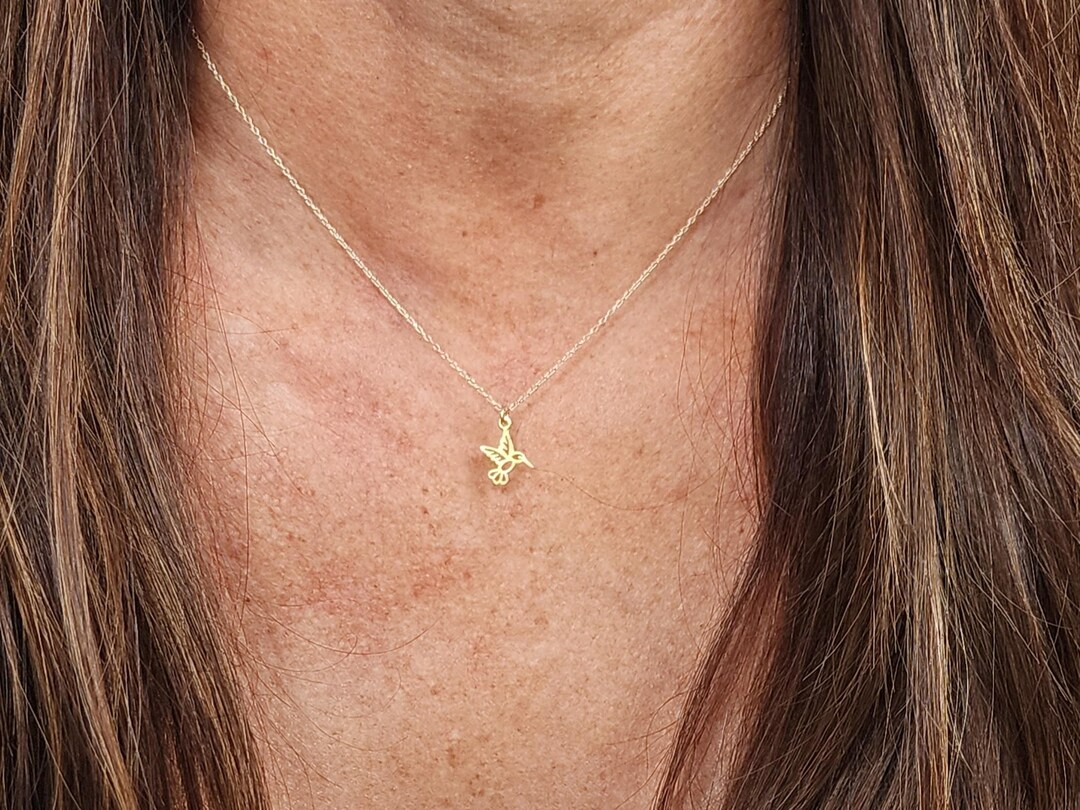 Tiny Hummingbird Necklace, Gold Filled, Or, Sterling Silver, Bird ...