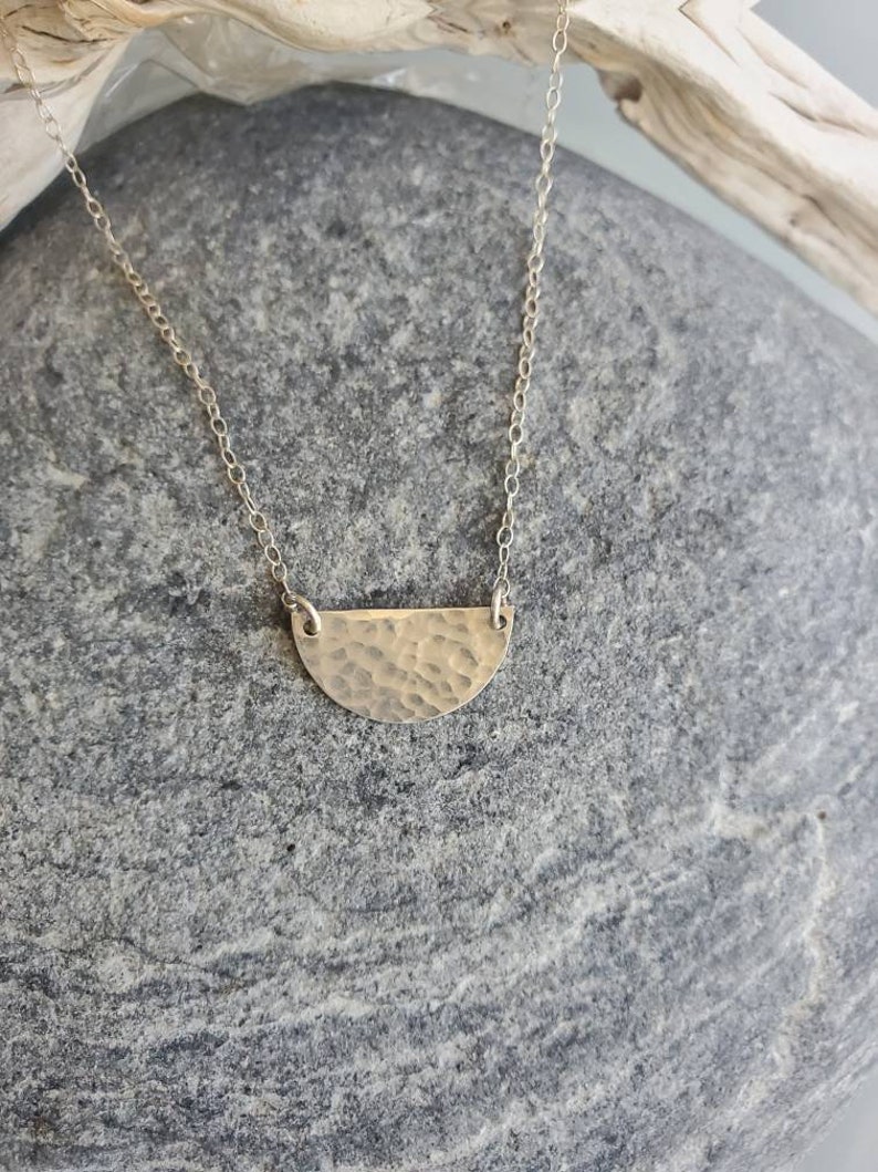 Small Gold Half Circle Necklace Hammered Half Circle | Etsy