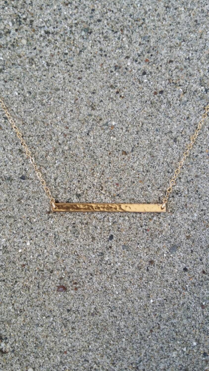 Medium Hammered Bar Horizontal Gold Bar 1.5 Inch Gold | Etsy