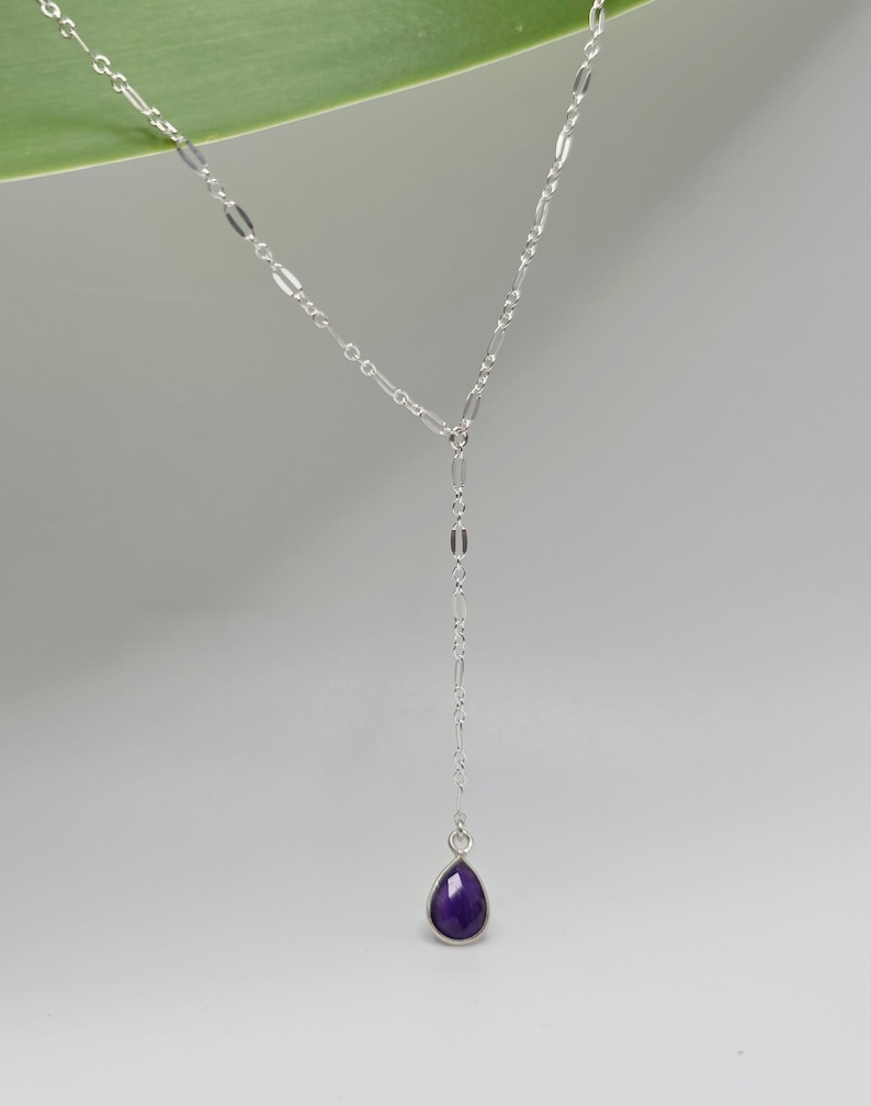 Sparkly Y Necklace With Gemstone, Sterling Silver, 14k Gold Fill, Bezel ...