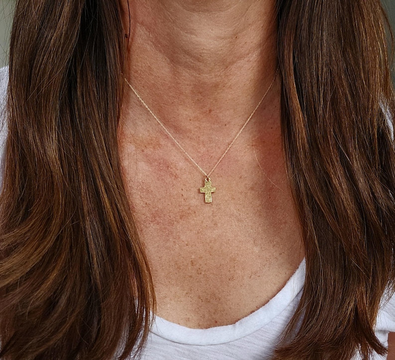 Gold Cross Necklace, Antiqued Rustic Cross, Gold Cross, Pendant, Chunky ...