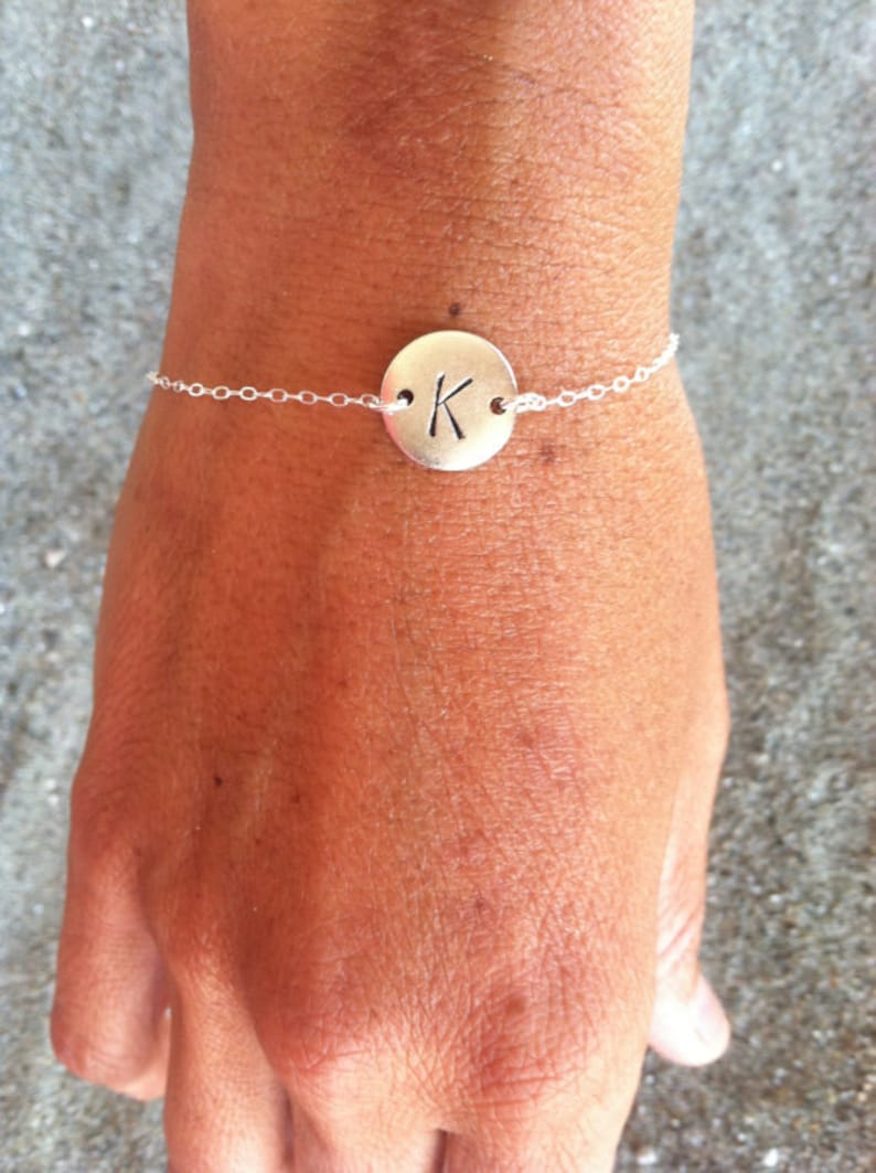 Silver Bracelet Initial Bracelet Tiny Bracelet Monogram - Etsy