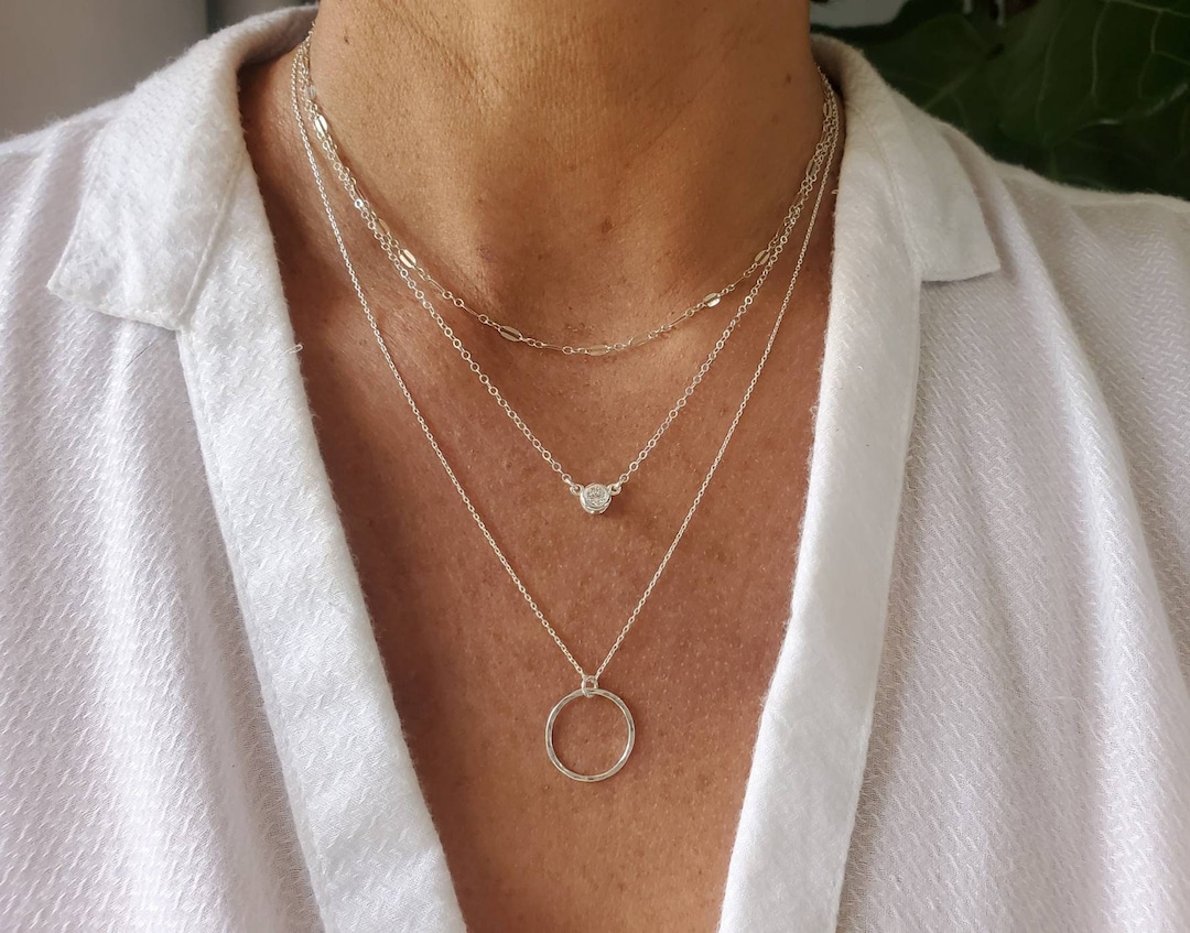 Layered Necklace Set, Set of 3, Gold, Silver, Three Necklaces, Layering ...