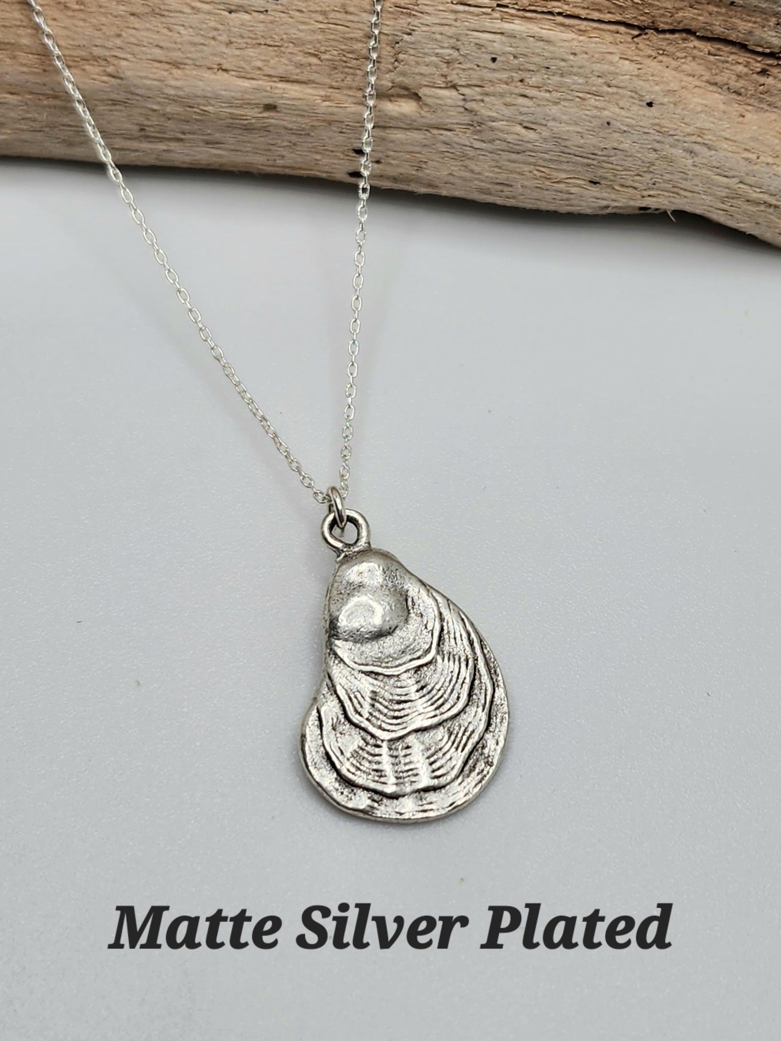 Silver Oyster Shell Necklace, Sea Shell, Beach Jewelry, Silver Necklace ...