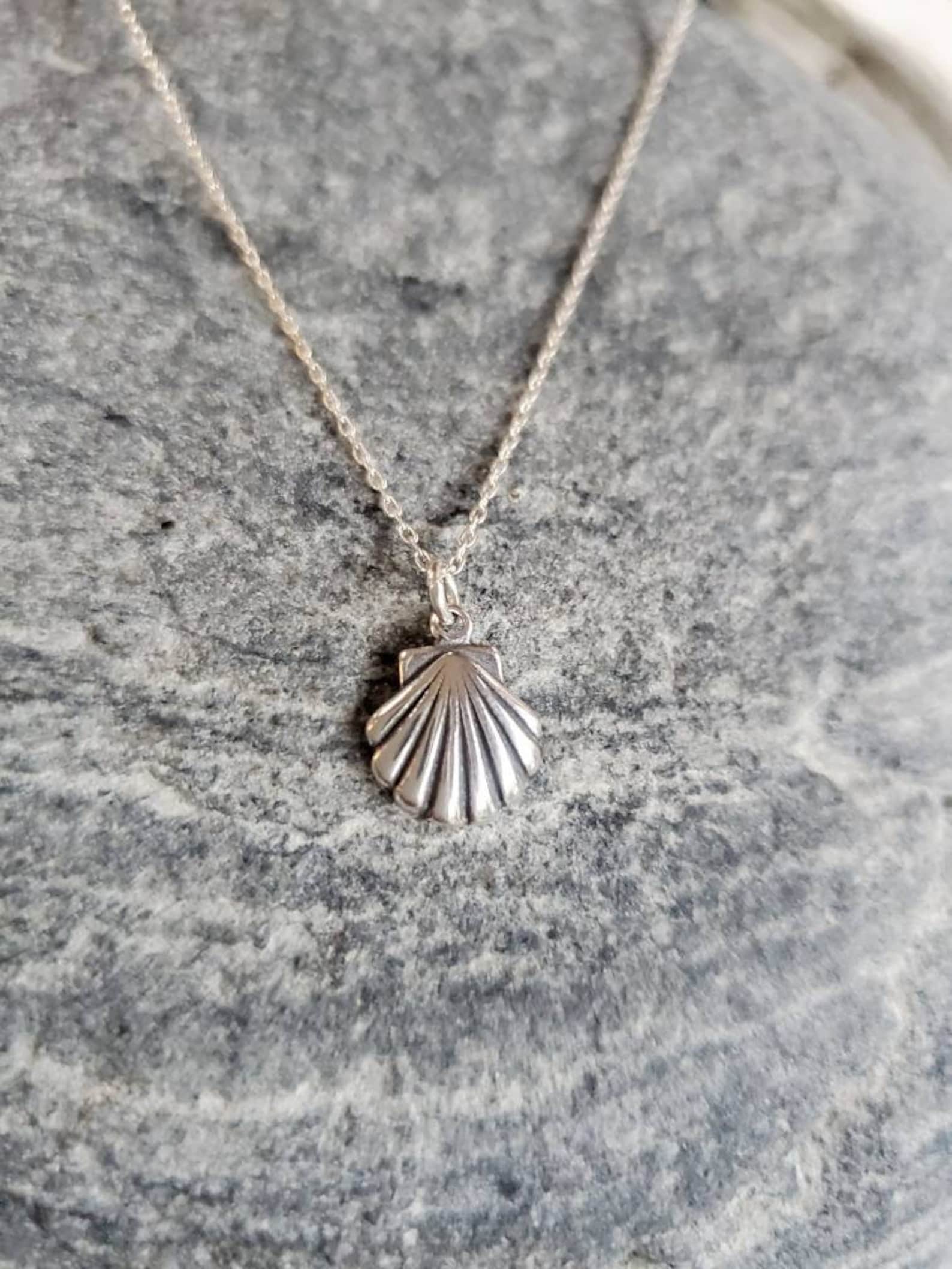 Tiny Shell Necklace Sterling Silver Clam Shell Silver Shell - Etsy