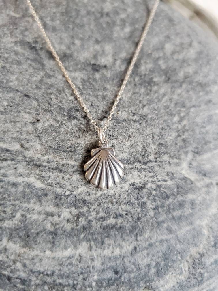 Tiny Shell Necklace Sterling Silver Clam Shell Silver Shell | Etsy