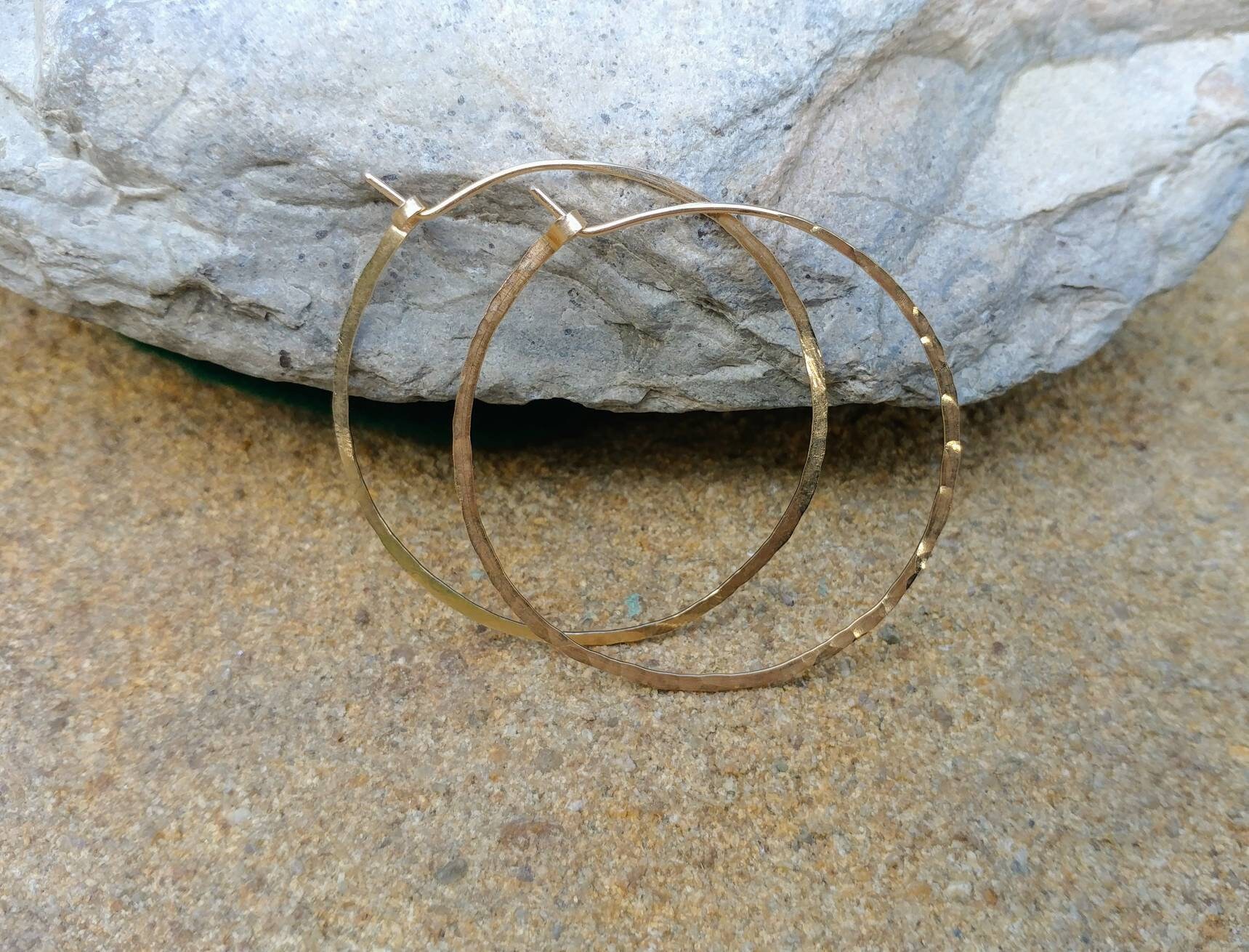 Gold Hoop Earrings Simple Hoops Hammered Hoops Hoop - Etsy