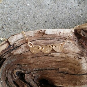 Gold Triple Heart Necklace, Tiny Heart Pendant, Monogram Necklace, Gold ...