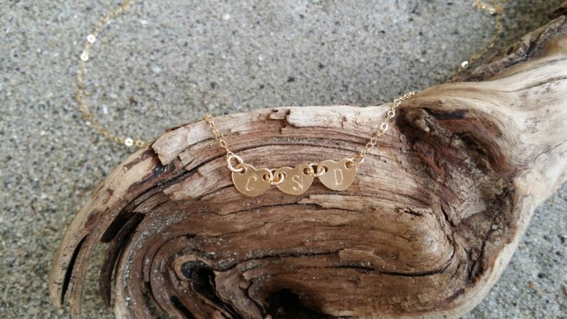 Gold Triple Heart Necklace Tiny Heart Pendant Monogram | Etsy